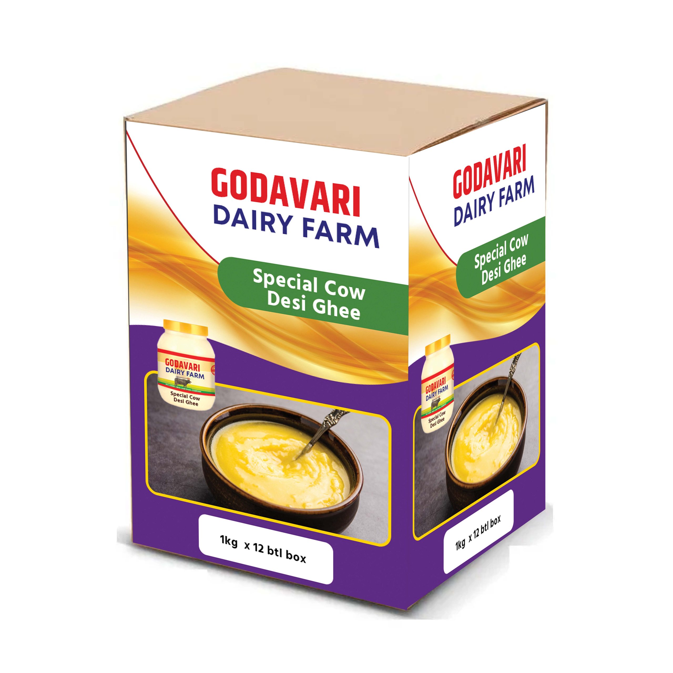 Cow Ghee 1 Kg 12 bottle Box – Godavari Dairy Farm